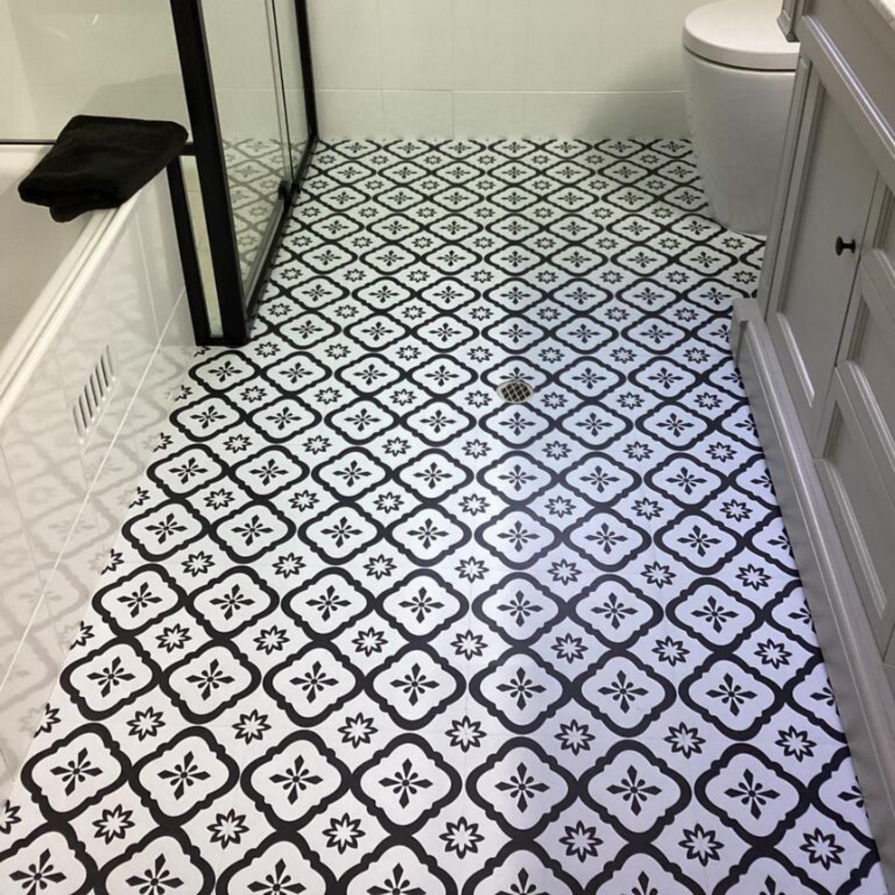 Vinyl Floor Stick on Tile - Flower Sea – Stick on Tiles Australia