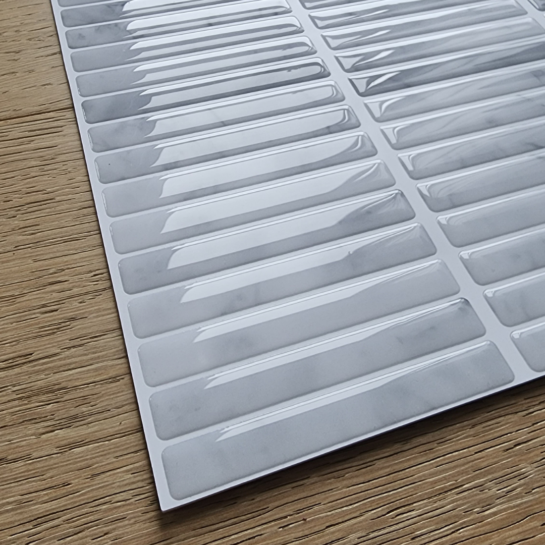 Kit Kat Stick on Tile - Light Grey Marble | Stick on Tiles Australia