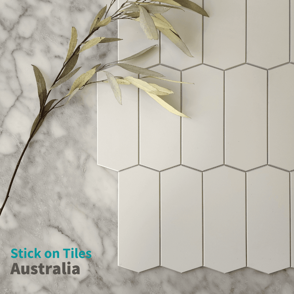 Long Hexagon Stick on Composite Tile - White – Stick on Tiles Australia