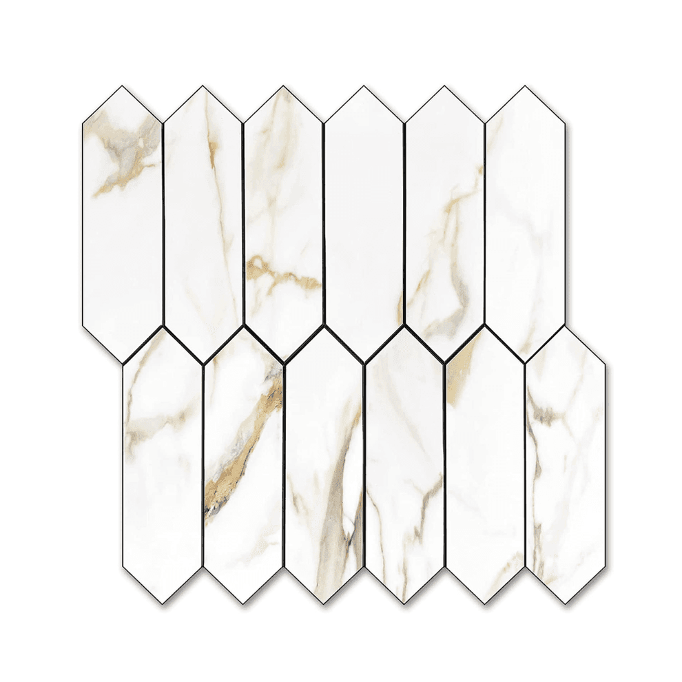 Long Hexagon Stick on Composite Tile - Calacatta Marble – Stick on ...