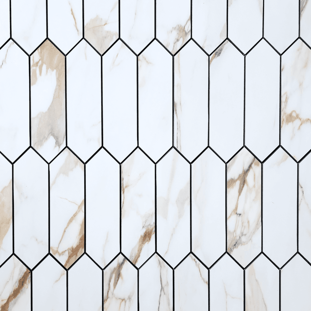 Long Hexagon Stick on Composite Tile - Calacatta Marble – Stick on ...